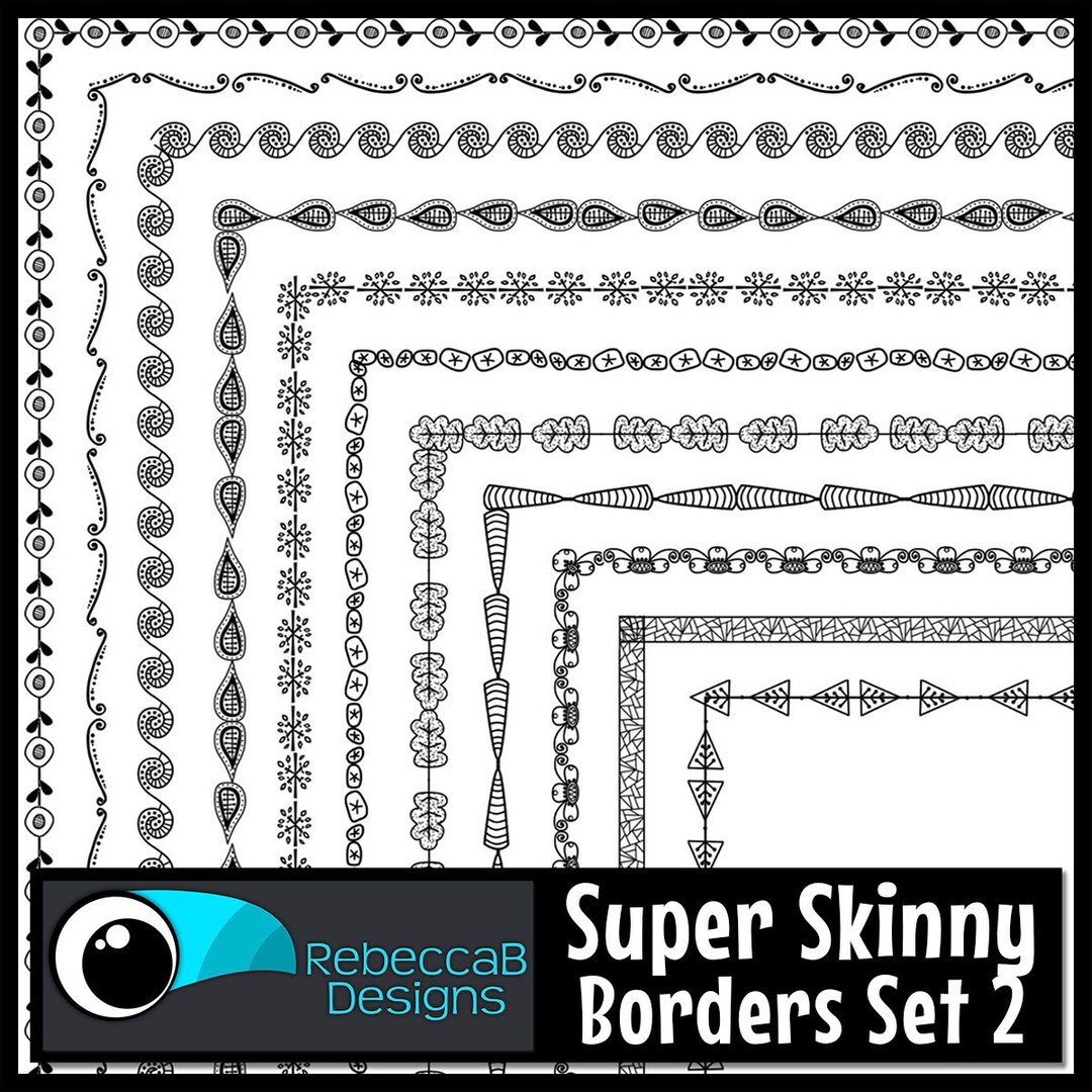 Super Skinny Borders Clip Art Set 2, Border Frames Clip Art, Super ...