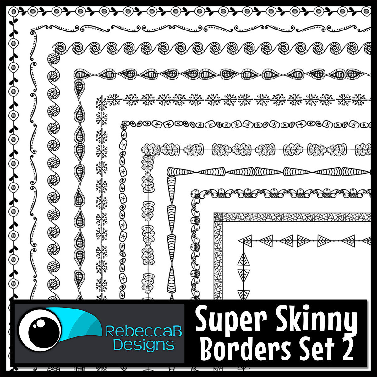 Super Skinny Borders Clip Art Set 2, Border Frames Clip Art, Super ...