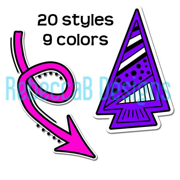Neon Doodle Arrows Clip Art, Doodle Arrows Clip Art, Colored Arrows ...