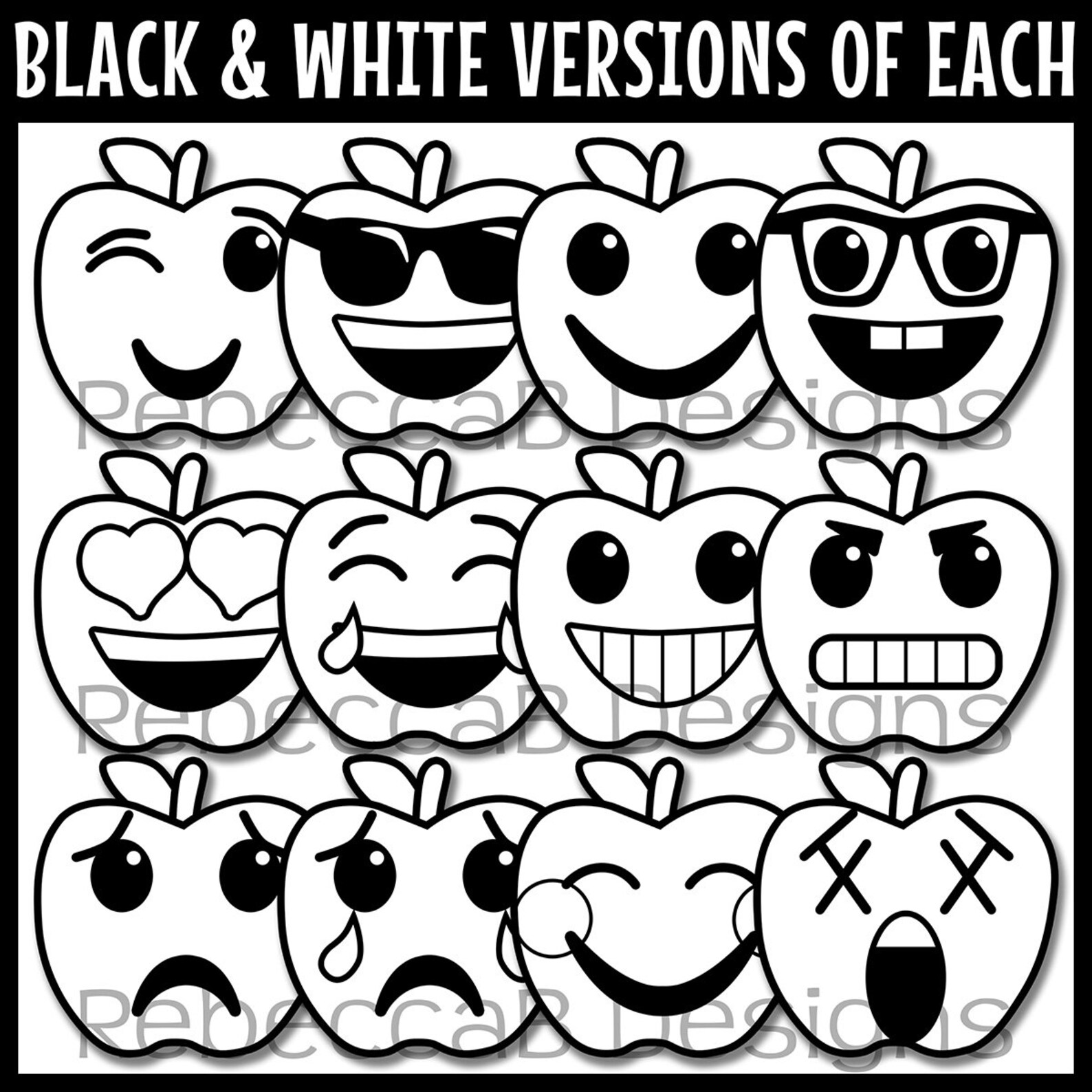 Apple Emoji Clip Art, Emotions Clip Art, Feelings Clip Art, Back to ...