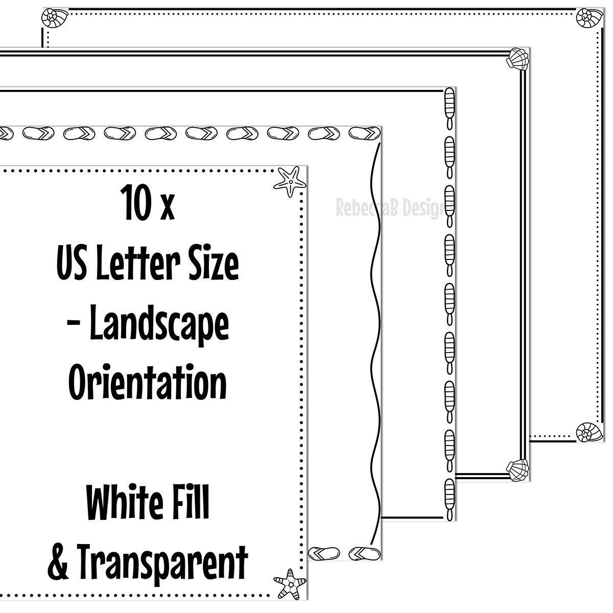 Summer Season Doodle Borders Clip Art, Back to School Clip Art, Summer ...