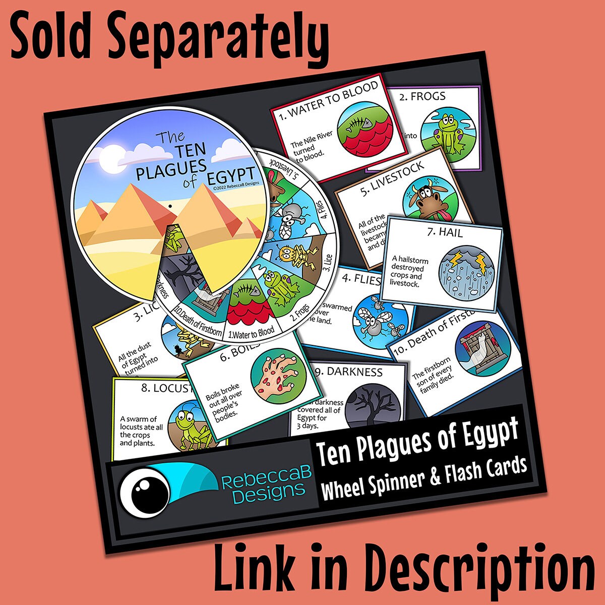 Ten Plagues of Egypt Matching Card Game: Passover Activity (digital ...