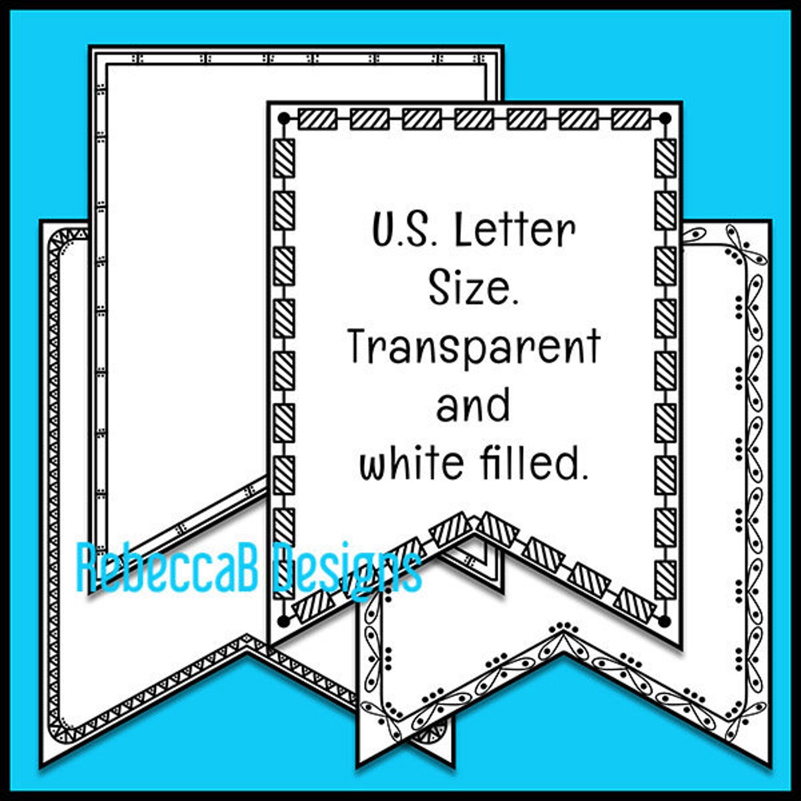 Border Framed Pennant Banners Clip Art Set 1, Pennant Borders Clip Art ...