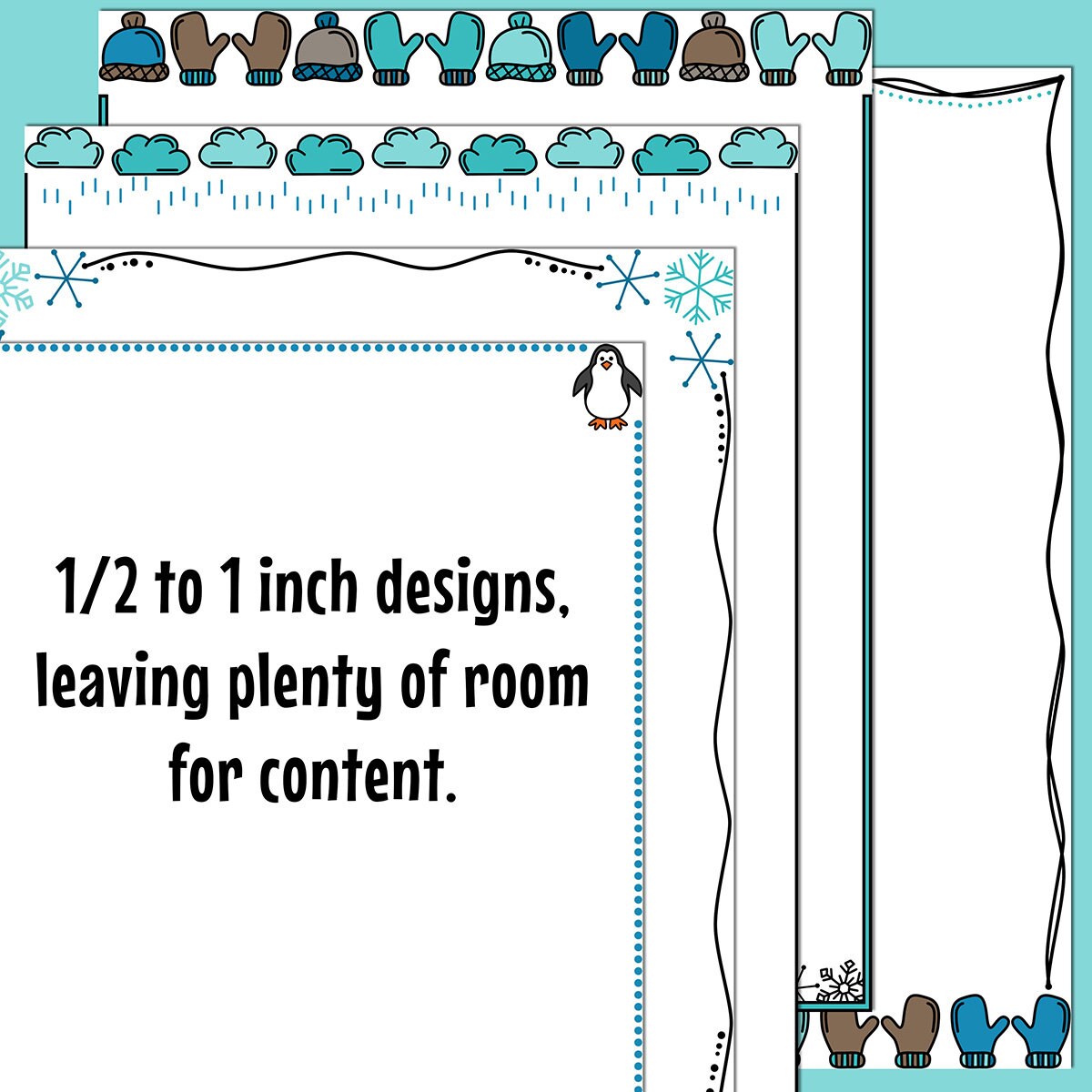 Winter Colored Borders Clip Art, Winter Border Frames, Winter Clip Art ...