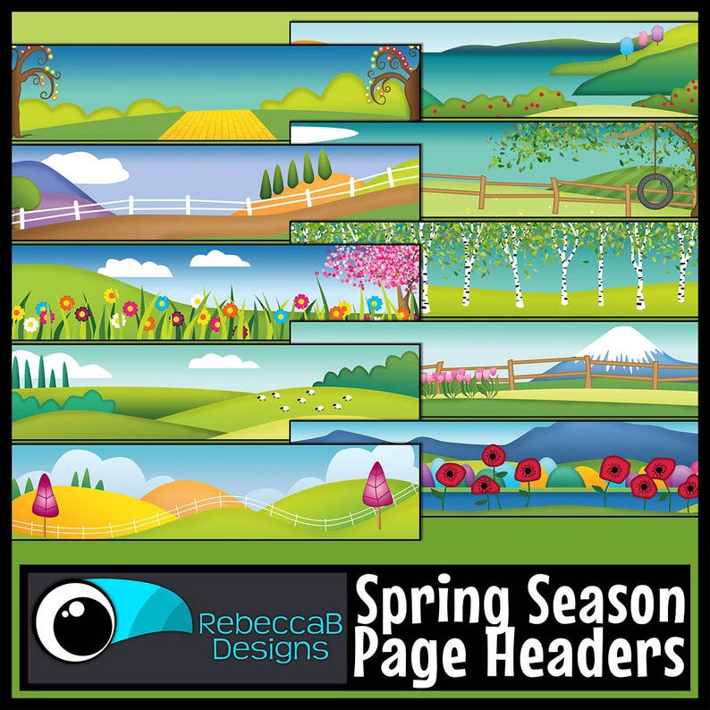 Season Page Headers Clip Art Bundle Seasonal Headers Clip - Etsy