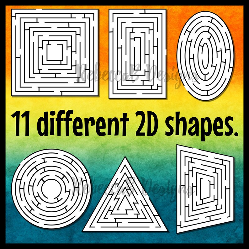 2D Shapes Maze Clip Art Set 2, Maze Clip Art, 2D Shapes, Mazes and ...