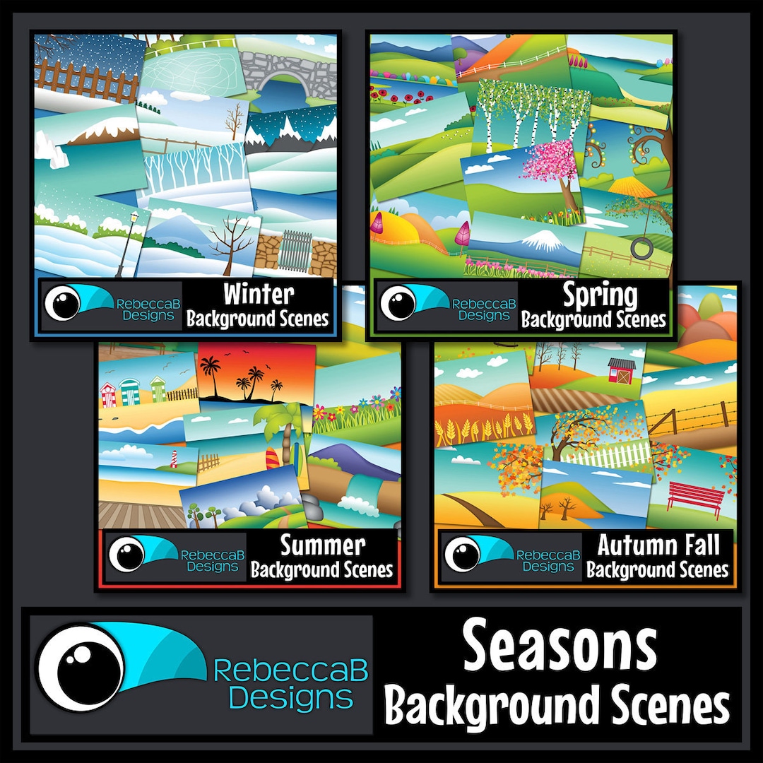 Seasons Background Scenes Clip Art Bundle, Landscape Scenes Clip Art ...