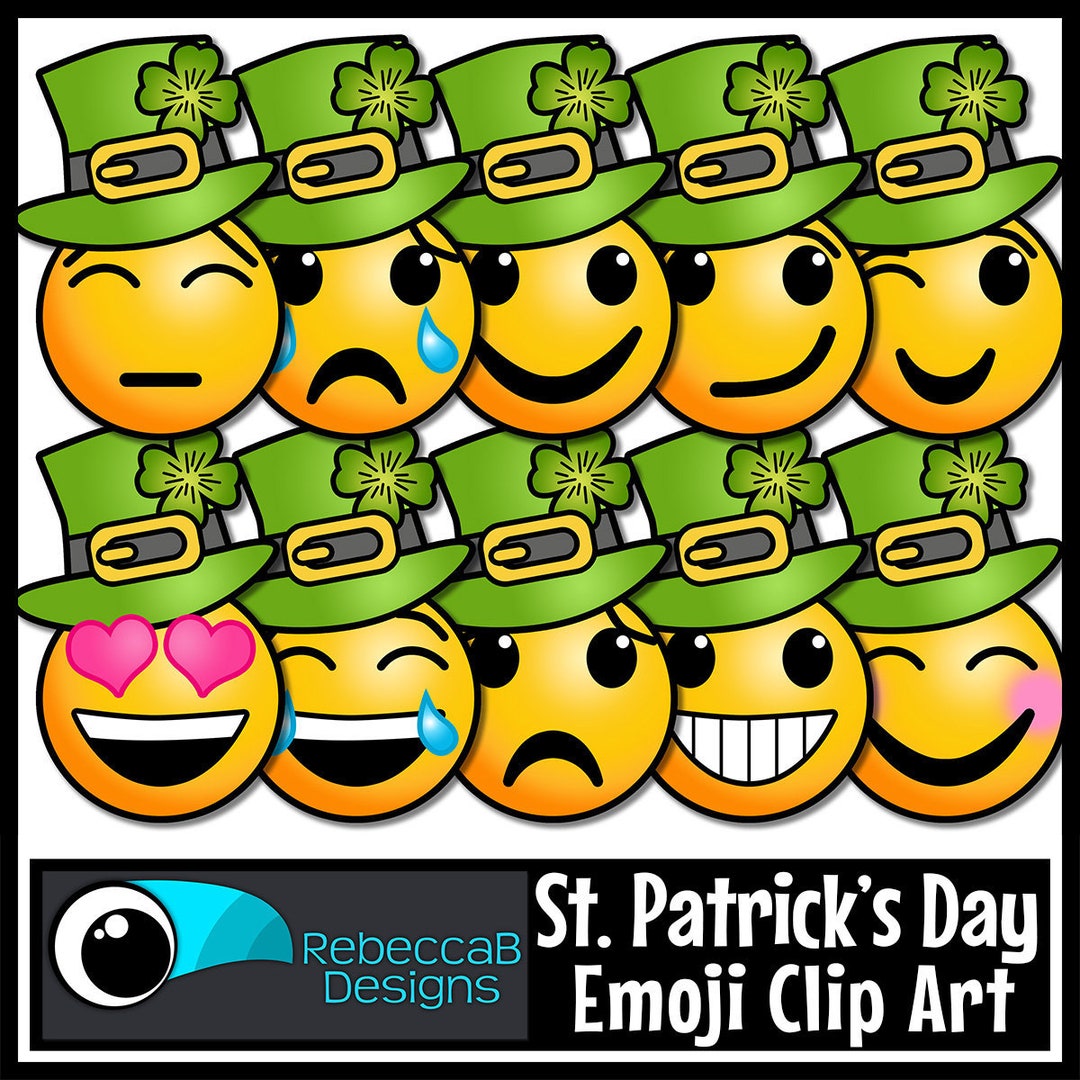 St. Patrick's Day Emoji Clip Art, Emotions Clip Art, Feelings Clip Art ...
