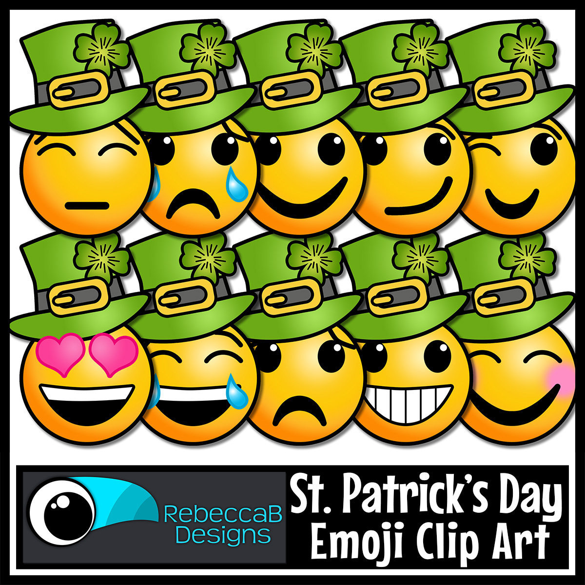 St. Patrick's Day Emoji Clip Art, Emotions Clip Art, Feelings Clip Art ...