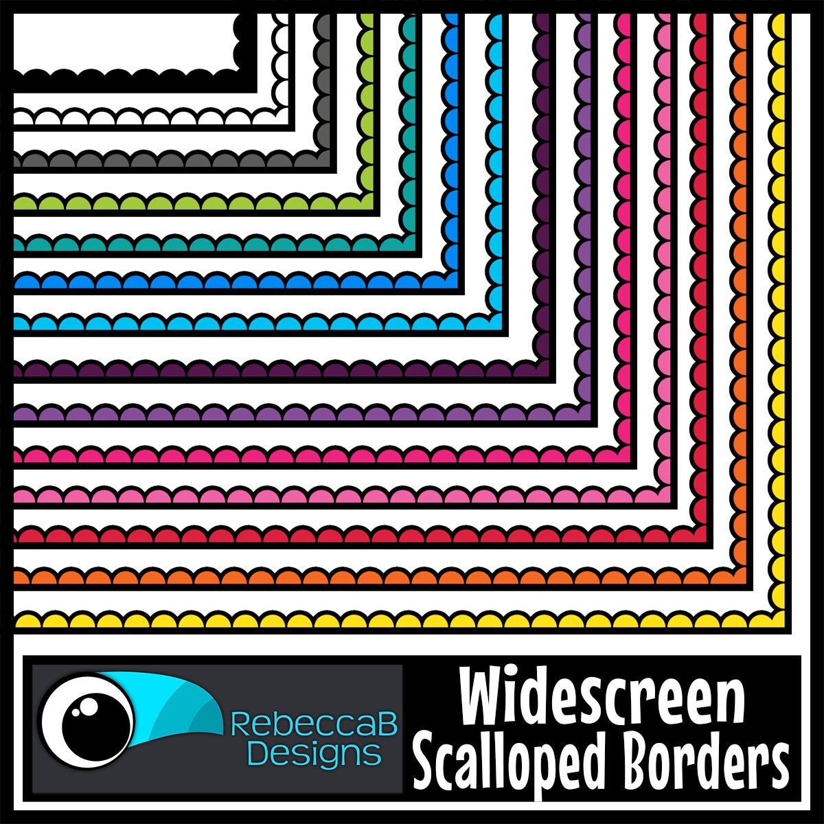 Widescreen 16:9 Solid Color Scalloped Borders - Google Slides™ y ...
