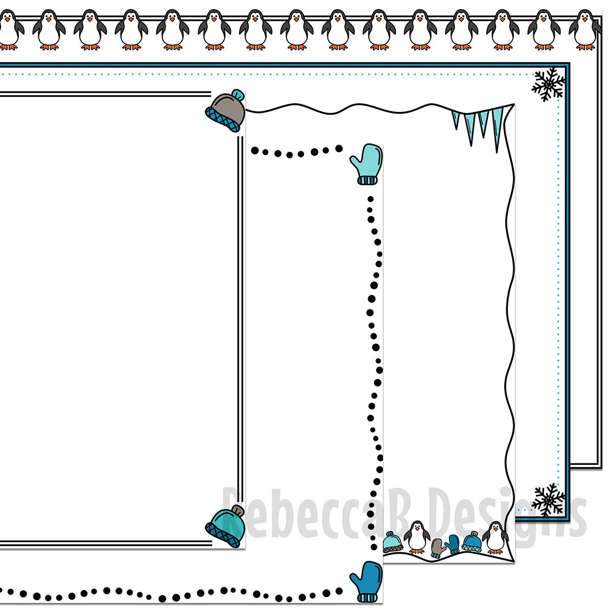 Widescreen 16:9 Winter Colored Borders Clip Art - Google Slides™ and ...