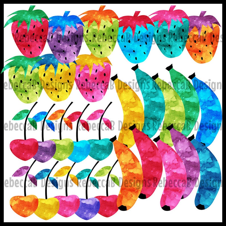 Watercolor Fruit Clip Art, Fruit Clip Art, Watercolor Clip Art ...