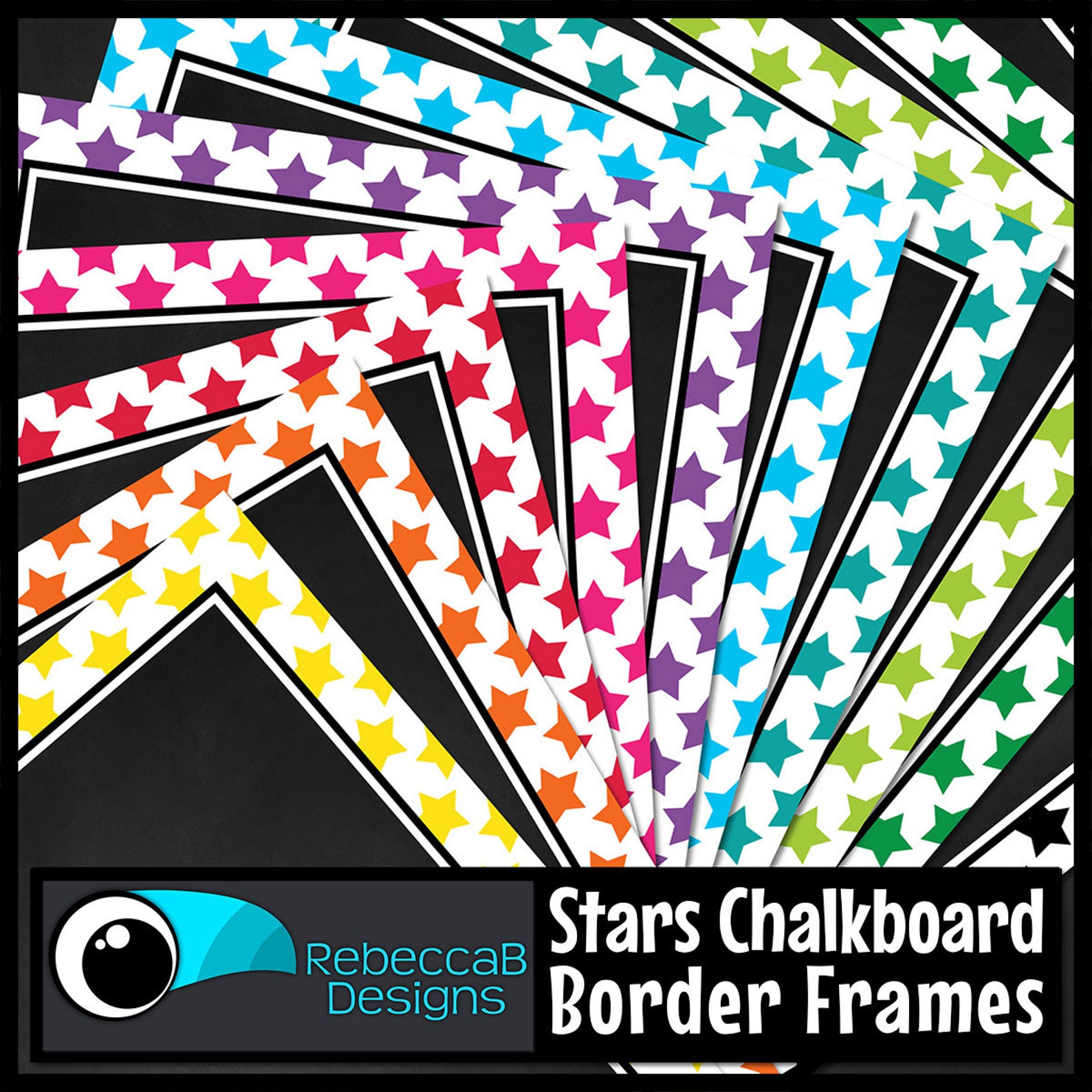 Patterned Chalkboards Border Frames Clip Art Bundle, Chalkboard Clip ...