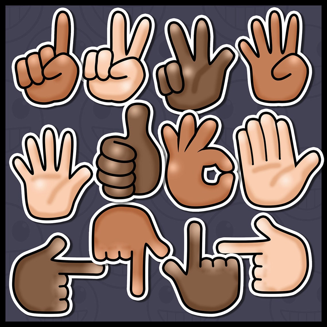 Emoji Multicultural Hands Clip Art Hands Clip Art | Etsy