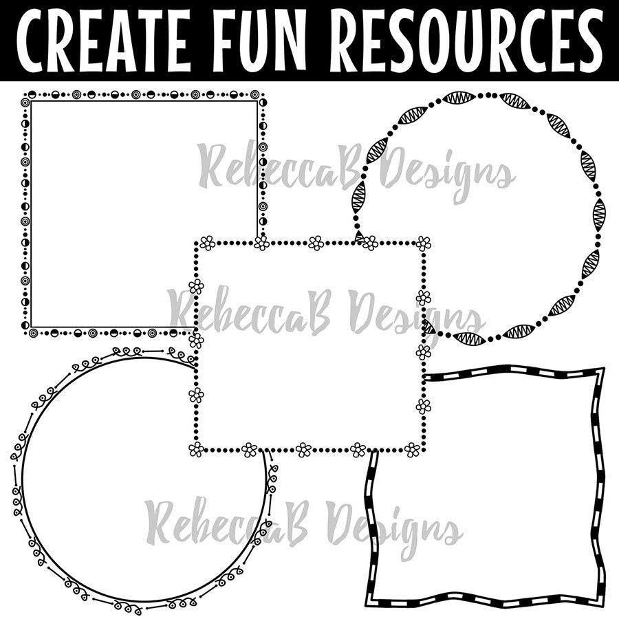 Text Box Border Frames Clip Art Set 3, Doodle Frames Clip Art, Text Box ...