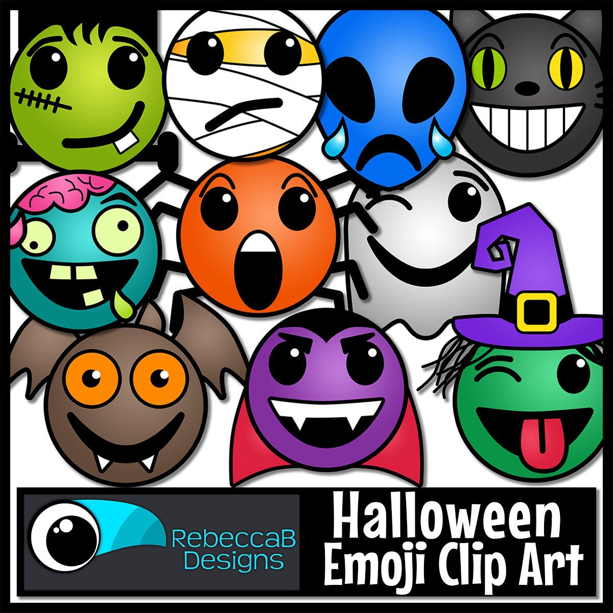 Halloween Emoji Clip Art Emotions Clip Art Feelings Clip | Etsy