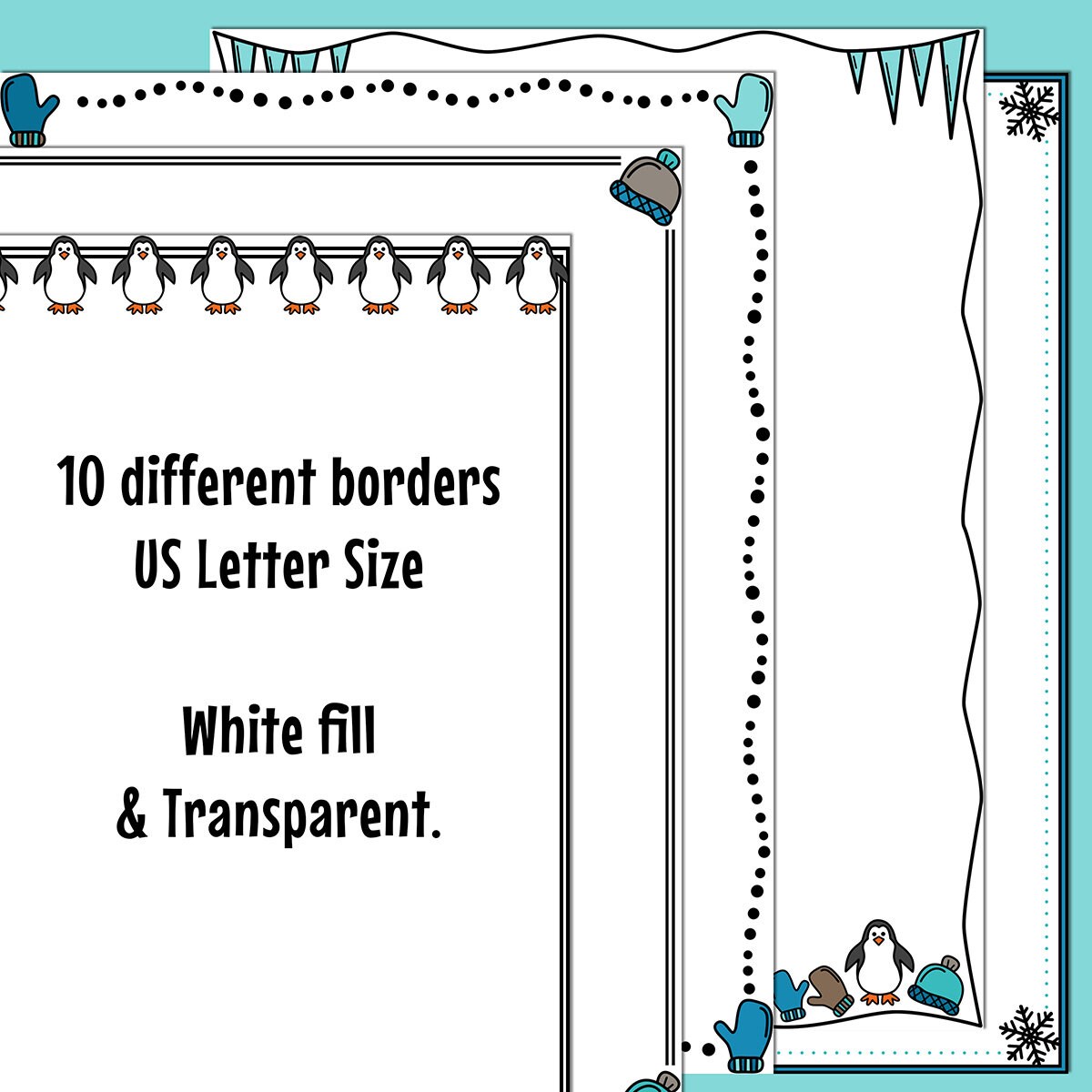 Winter Colored Borders Clip Art, Winter Border Frames, Winter Clip Art ...