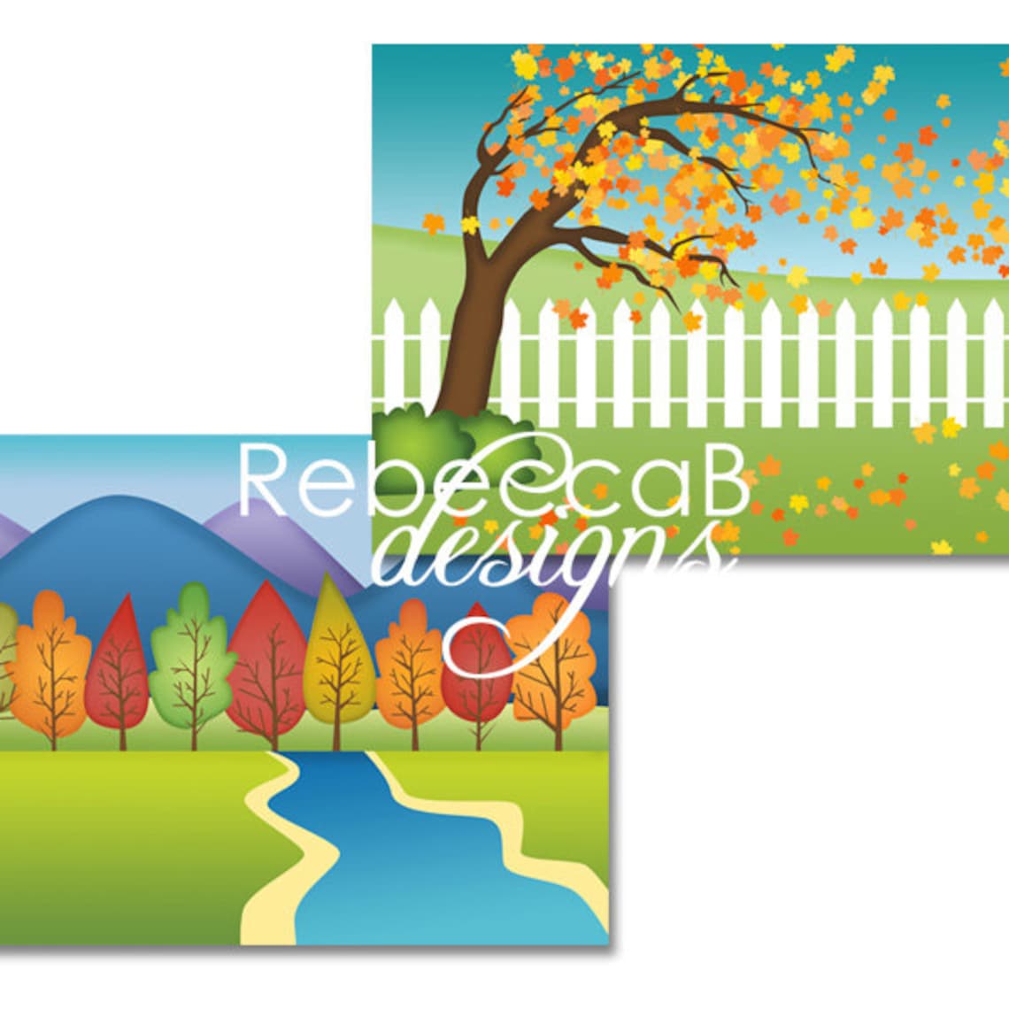 Autumn Fall Background Scenes Clip Art Autumn Fall Landscape - Etsy