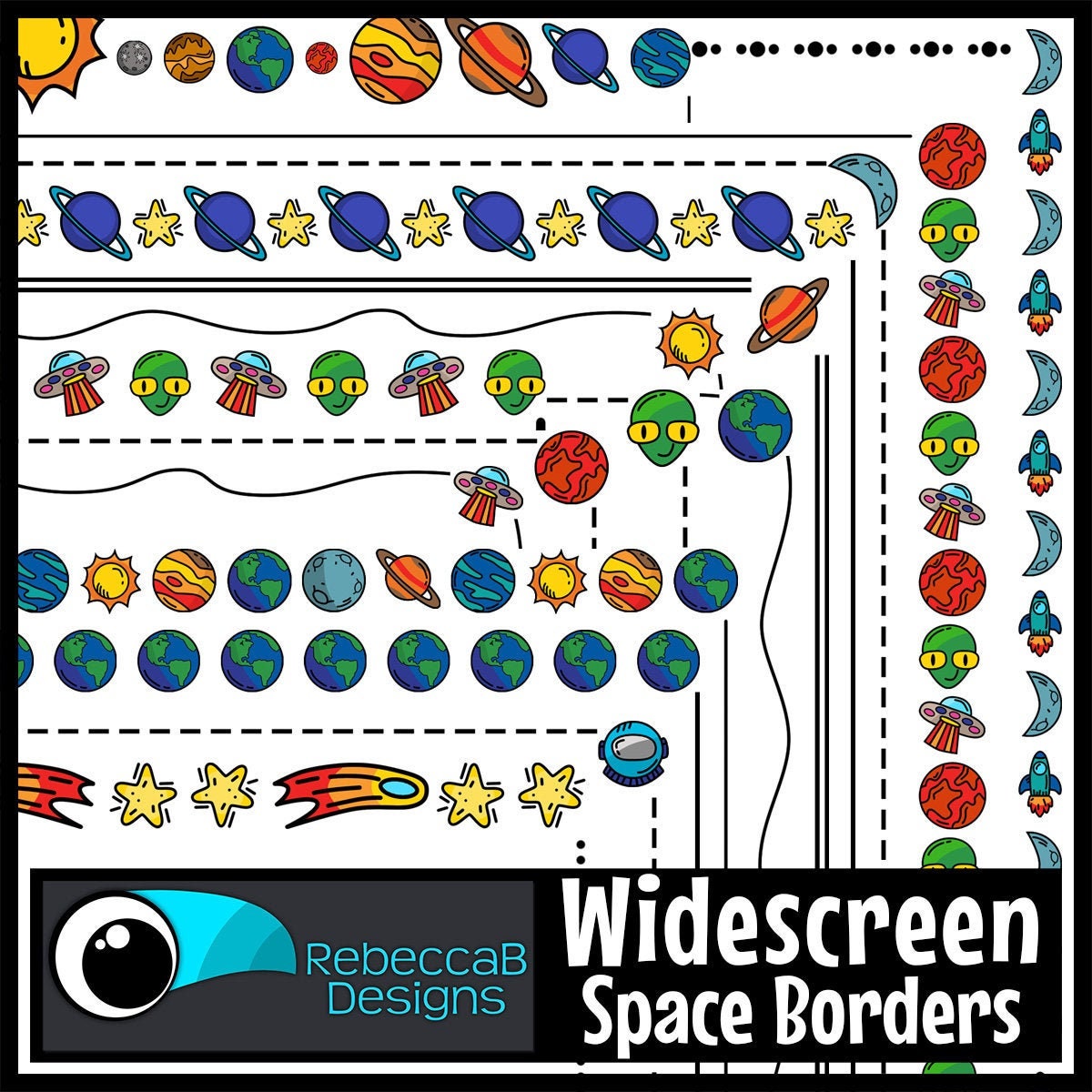 Widescreen 16:9 Outer Space Colored Borders - Google Slides™ and ...