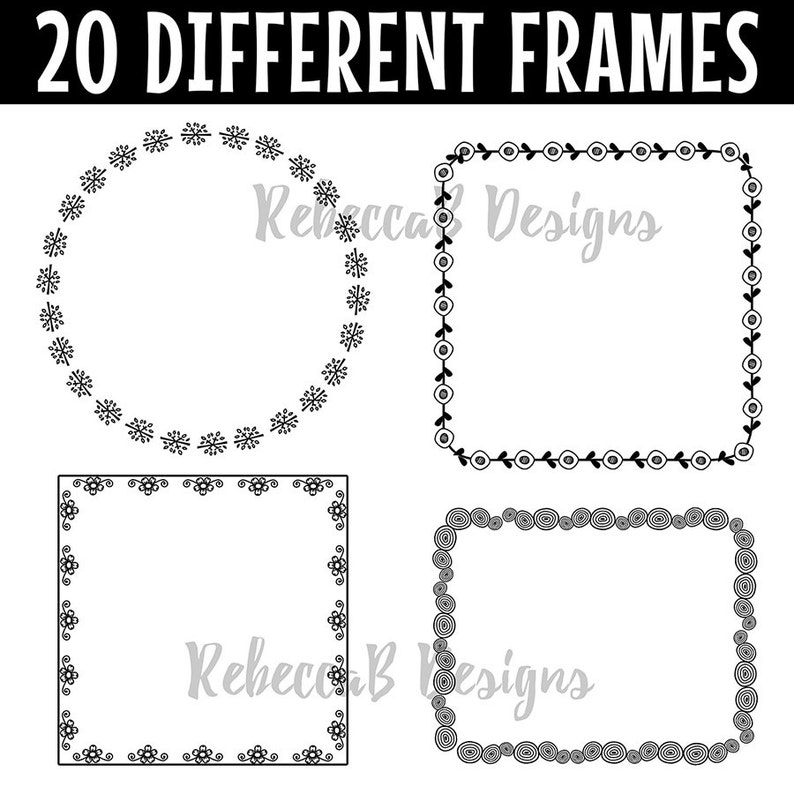 Text Box Border Frames Clip Art Set 3, Doodle Frames Clip Art, Text Box ...