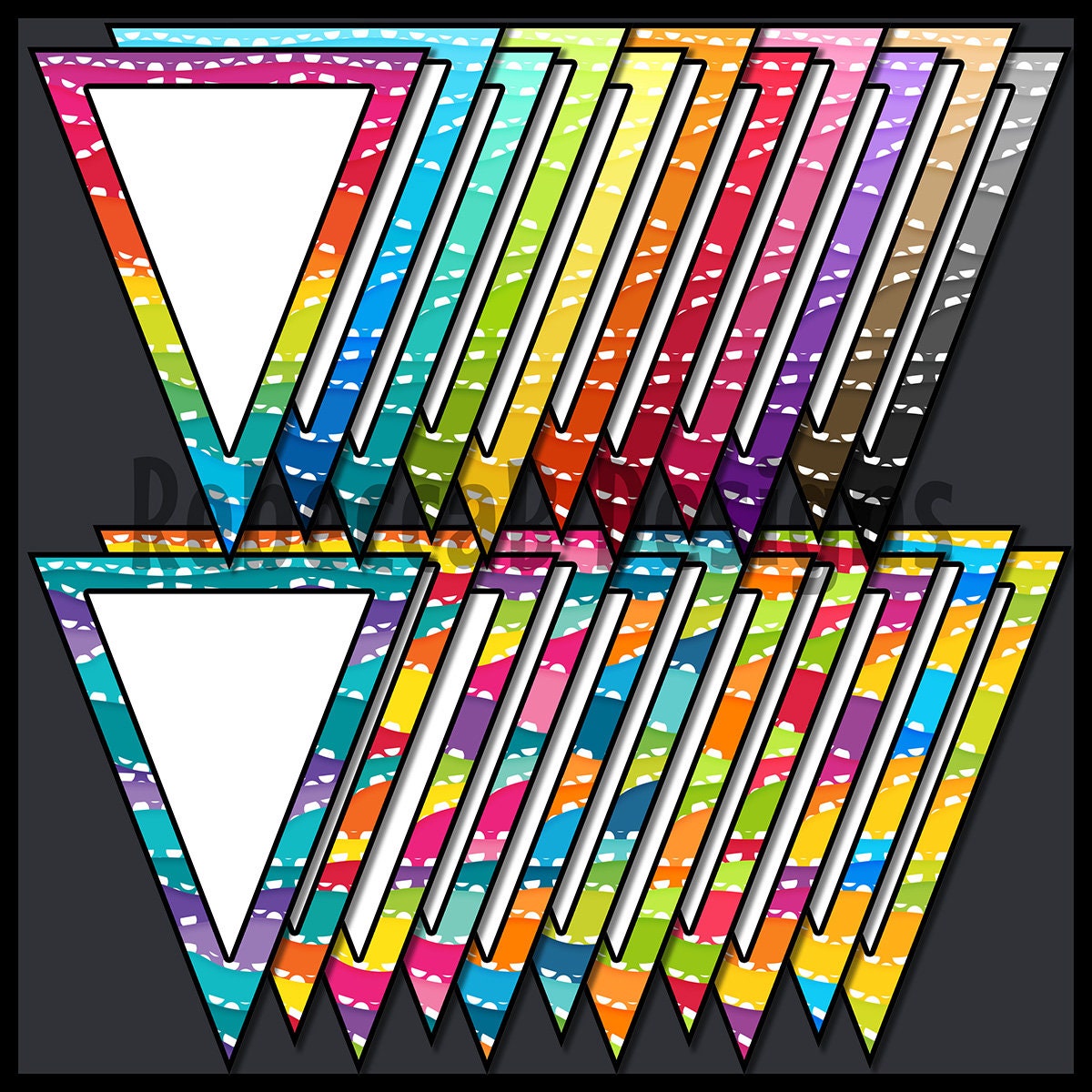 Bunting Pennant Banners Clip Art Set 2 - Wavy Classroom Decor, Pennant ...