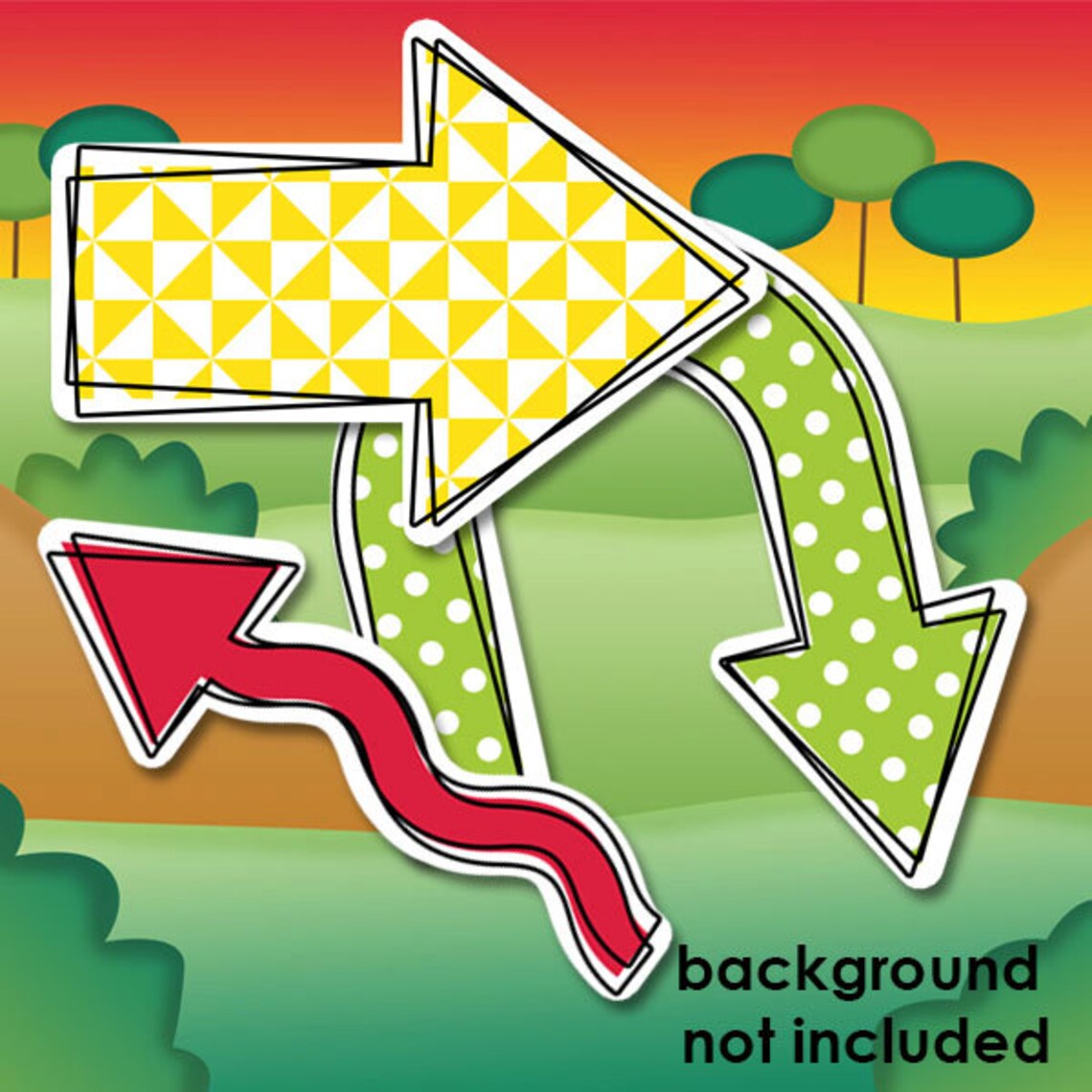 Arrows Clip Art Set 1, Colored Patterned Arrow Clipart, Digital Arrows ...