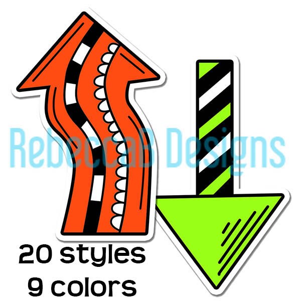Neon Doodle Arrows Clip Art, Doodle Arrows Clip Art, Colored Arrows ...
