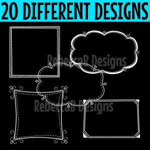 White Line Text Box Border Frames Clip Art Set 4, Text Box Frames ...