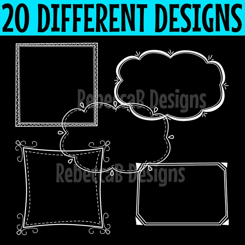 White Line Text Box Border Frames Clip Art Set 4, Text Box Frames ...