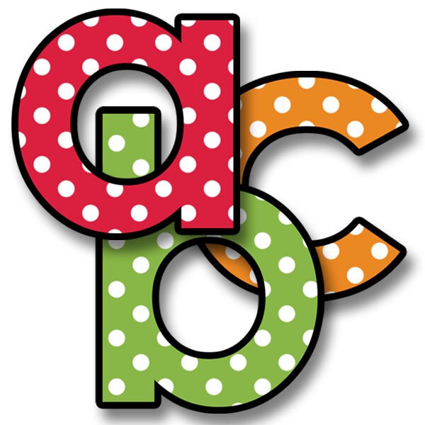 Alphabet Letters and Numbers Clip Art Polka Dot Clip Art | Etsy