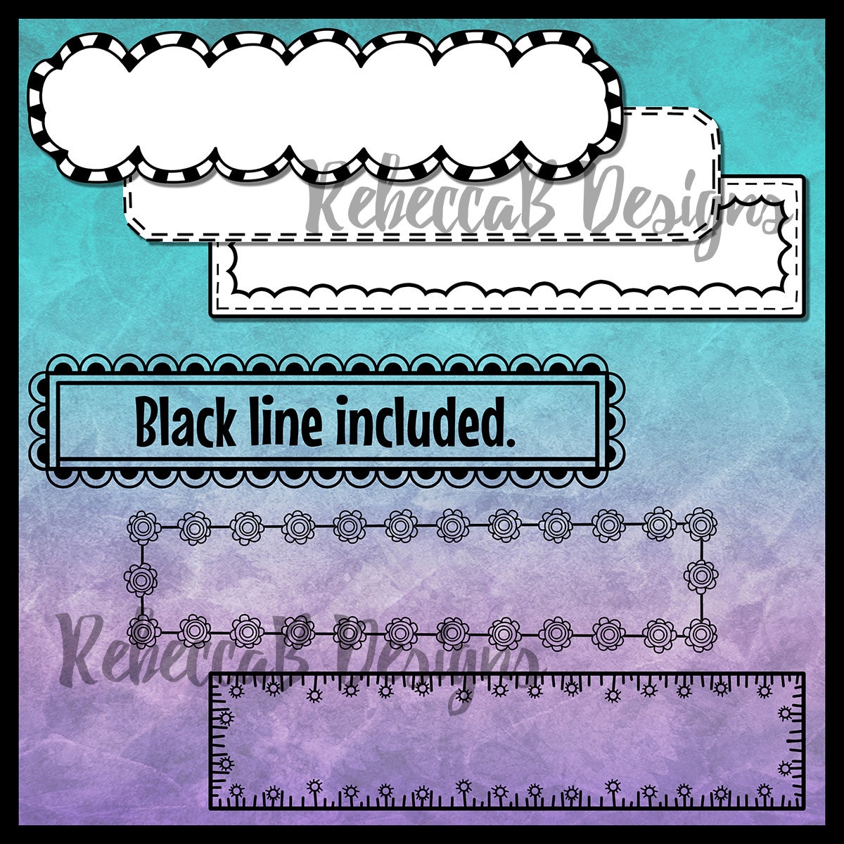 Page Header Border Frames Clip Art Set 2, Doodle Page Headers Clip Art ...