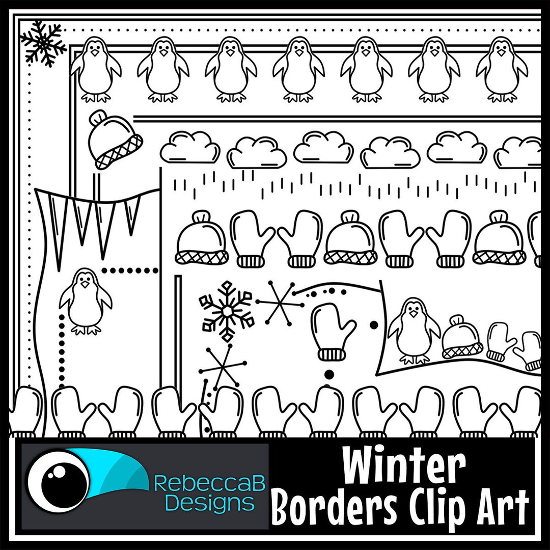 Winter Doodle Borders Clip Art, Winter Border Frames, Winter Clip Art ...