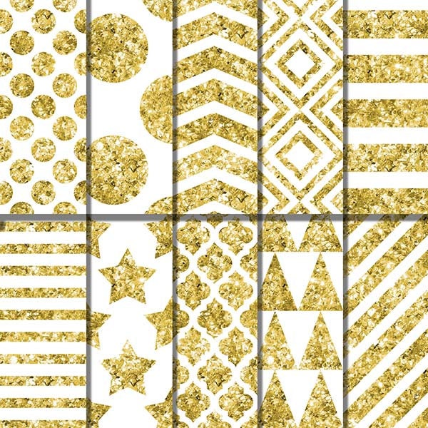 Gold Glitter Patterned Backgrounds Clip Art, Digital Paper Glitter Gold ...