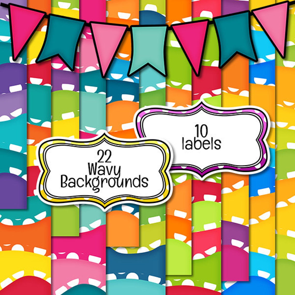 Wavy Clip Art Seller's Kit, Clip Art Kit, Digital Kit, Seller's Clip ...
