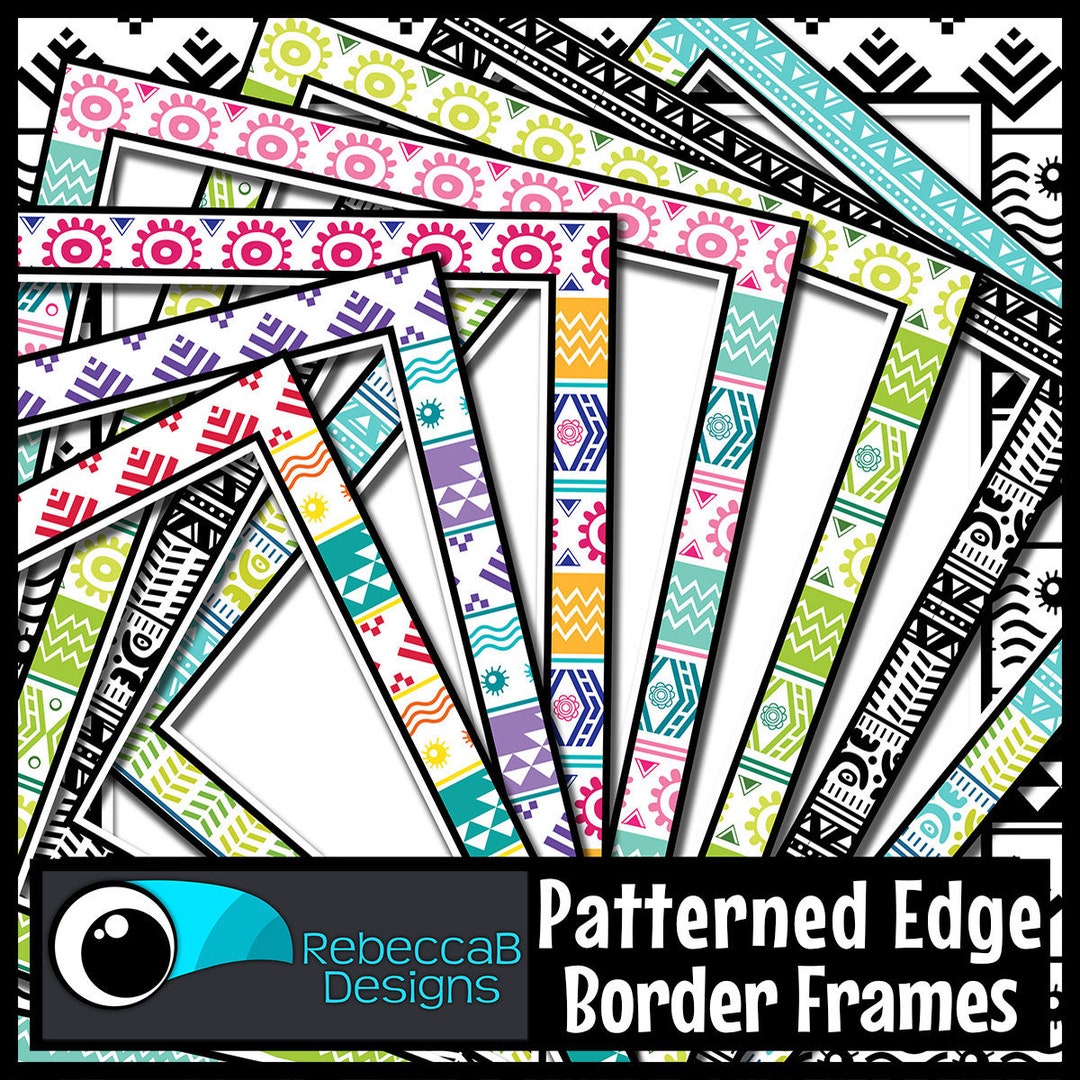 Patterned Edge Border Frames Clip Art, Borders Clip Art, Patterned Clip ...