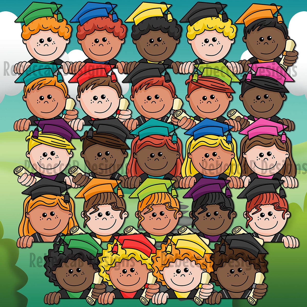Graduation Ceremony Faces Clip Art, Page Toppers Clip Art, School Clip ...