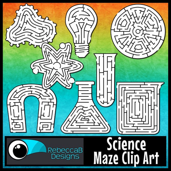 Science Maze Clip Art Mazes and Solutions Clip Art Shaped | Etsy