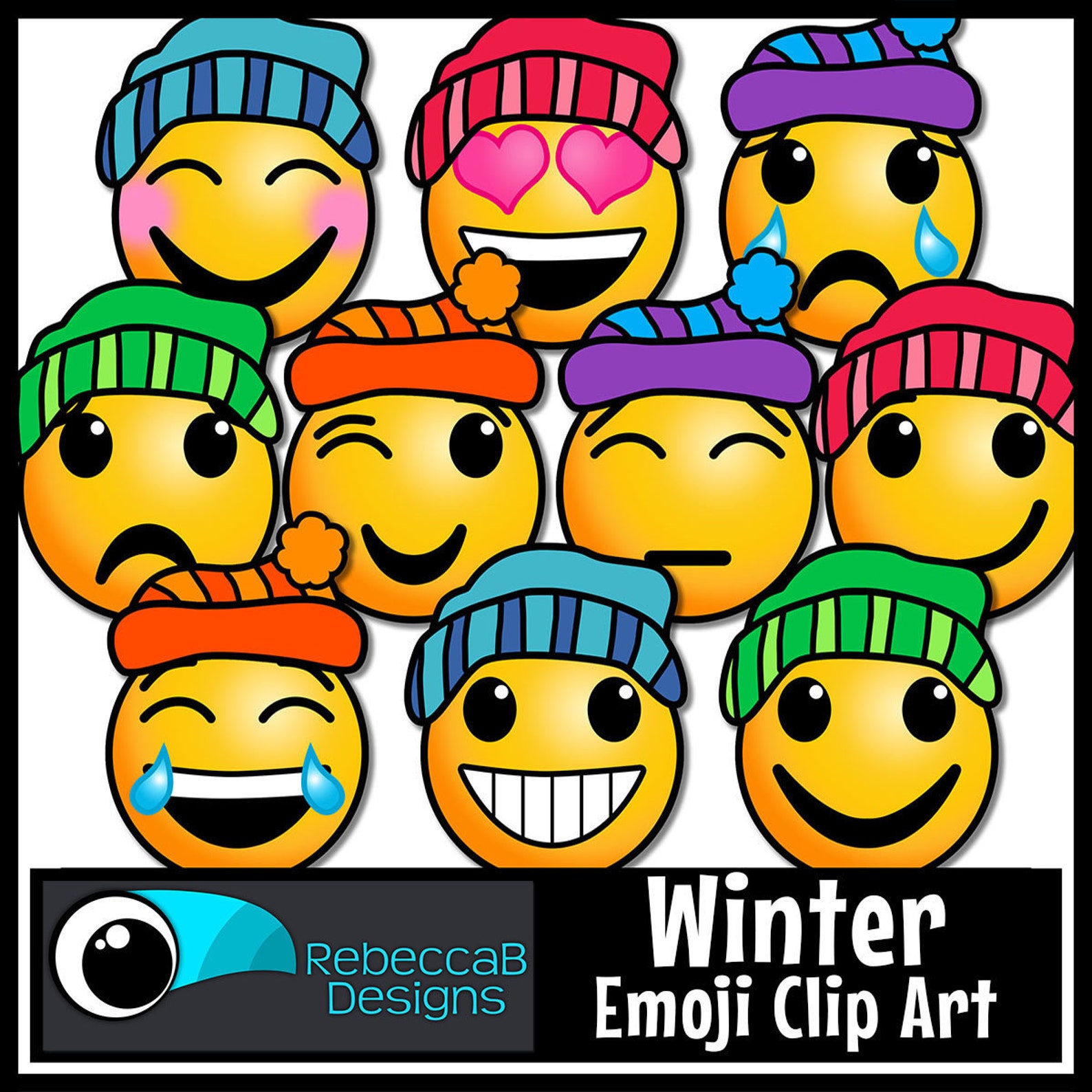 Winter Emoji Clip Art, Emotions Clip Art, Feelings Clip Art, Winter ...