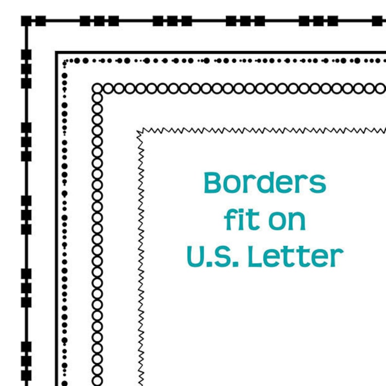Skinny Edge Borders Clip Art Set 1, Skinny Borders, Black Line Borders ...