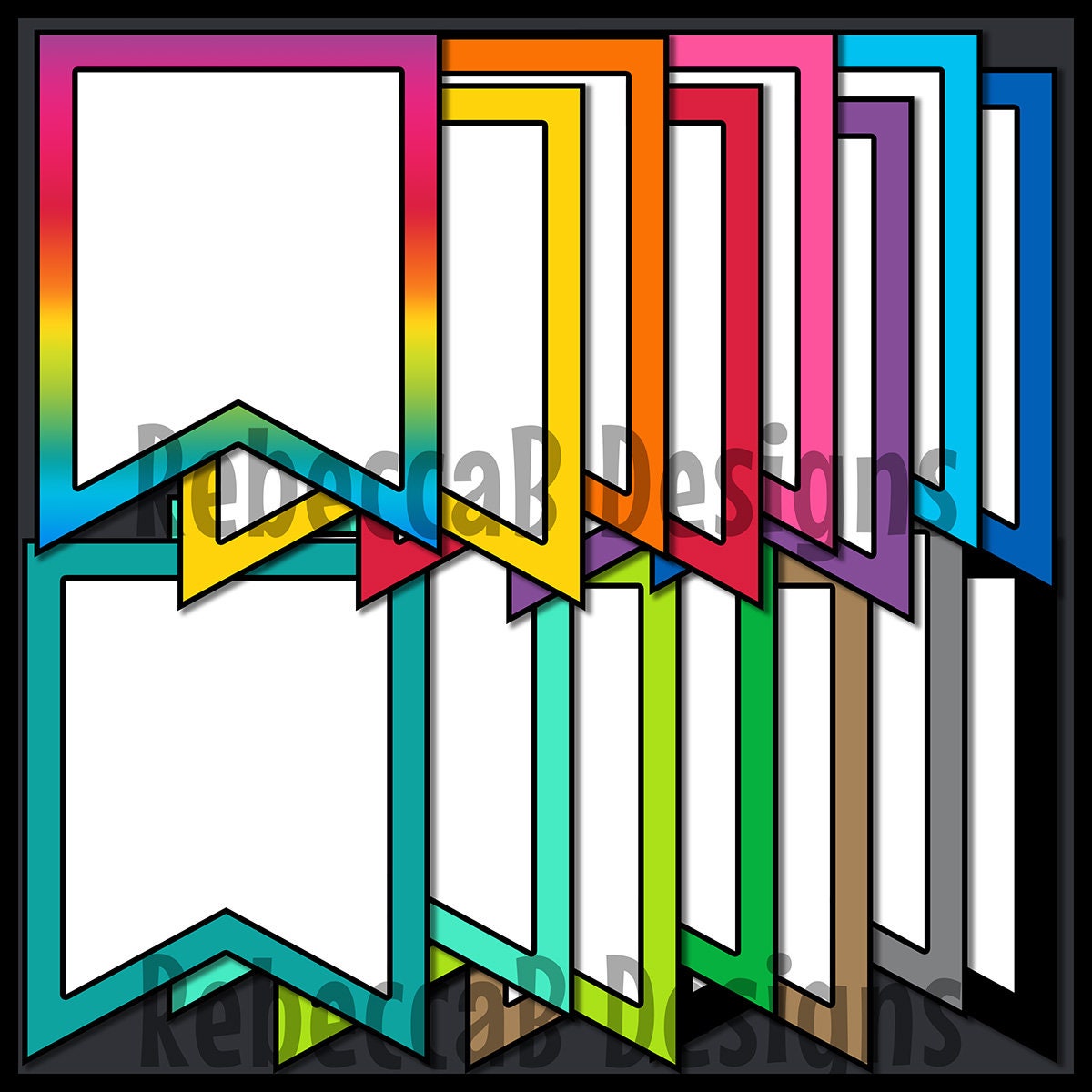 Bunting Pennant Banners Clip Art Set 6 Colored Classroom Decor, Pennant ...