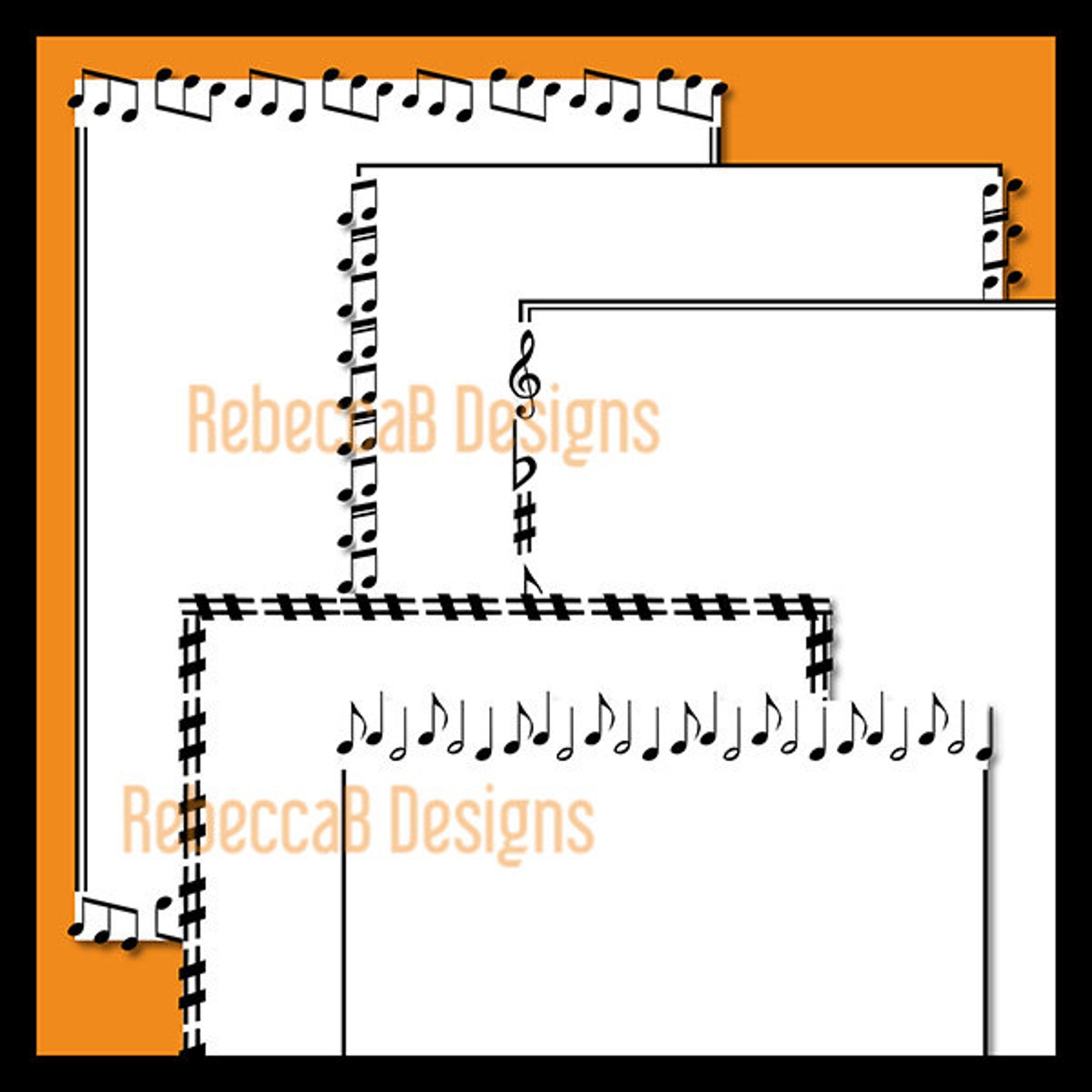 Music Borders Clip Art, Borders, Music Doodle Borders, Text Box Frames ...