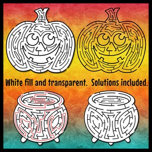 Halloween Maze Clip Art Set 1, Halloween Clip Art, Mazes With Solutions ...