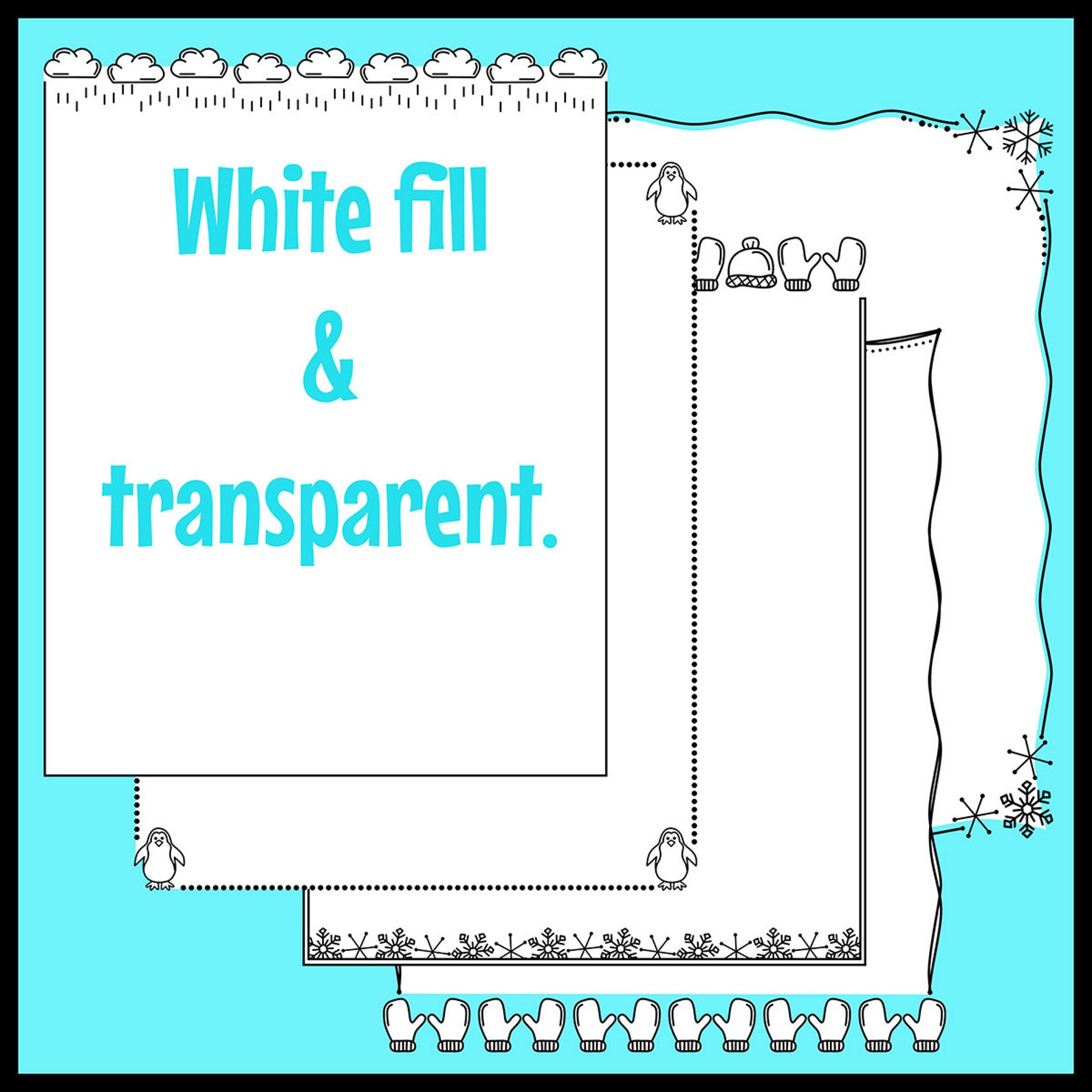 Winter Doodle Borders Clip Art, Winter Border Frames, Winter Clip Art ...