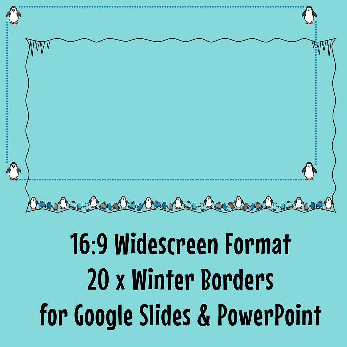 Widescreen 16:9 Winter Colored Borders Clip Art - Google Slides™ and ...