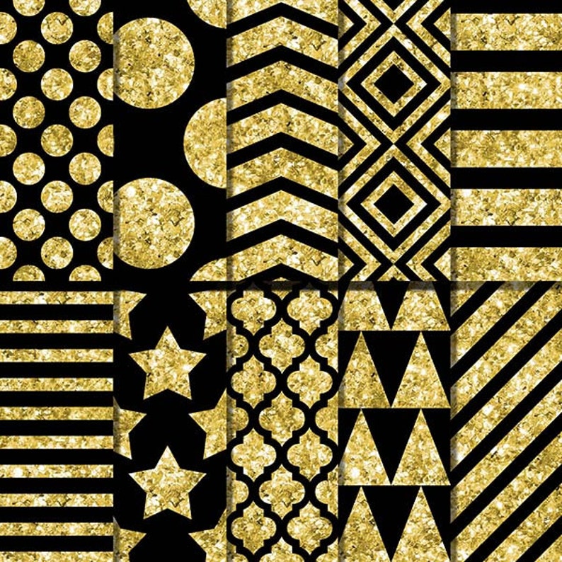 Gold Glitter Patterned Backgrounds Clip Art, Digital Paper Glitter Gold ...