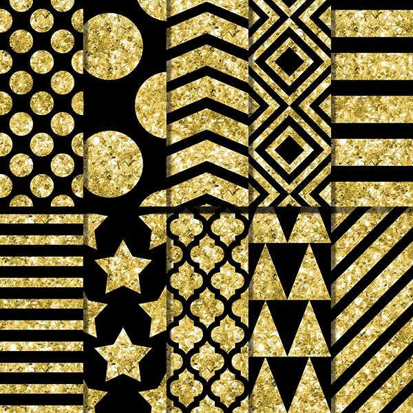 Gold Glitter Patterned Backgrounds Clip Art, Digital Paper Glitter Gold ...