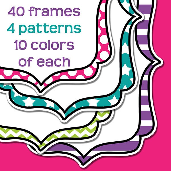 Patterned Text Box Border Frames Clip Art, Frames Clip Art, Colored ...