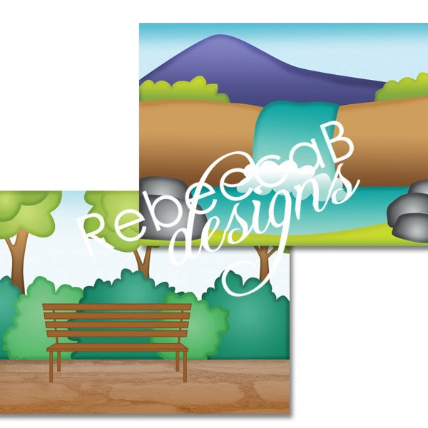 Summer Landscape Clip Art: Digital Background Scenes (PNG, JPEG) - Etsy