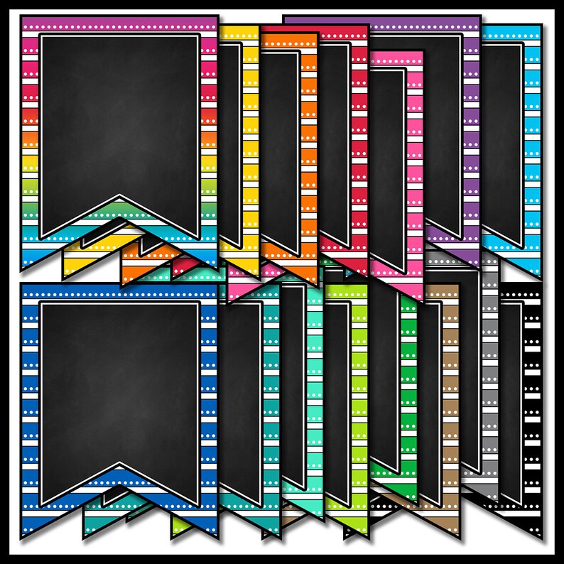 Chalkboard Bunting Pennant Banners Clip Art Set 5, Chalkboard Clip Art ...