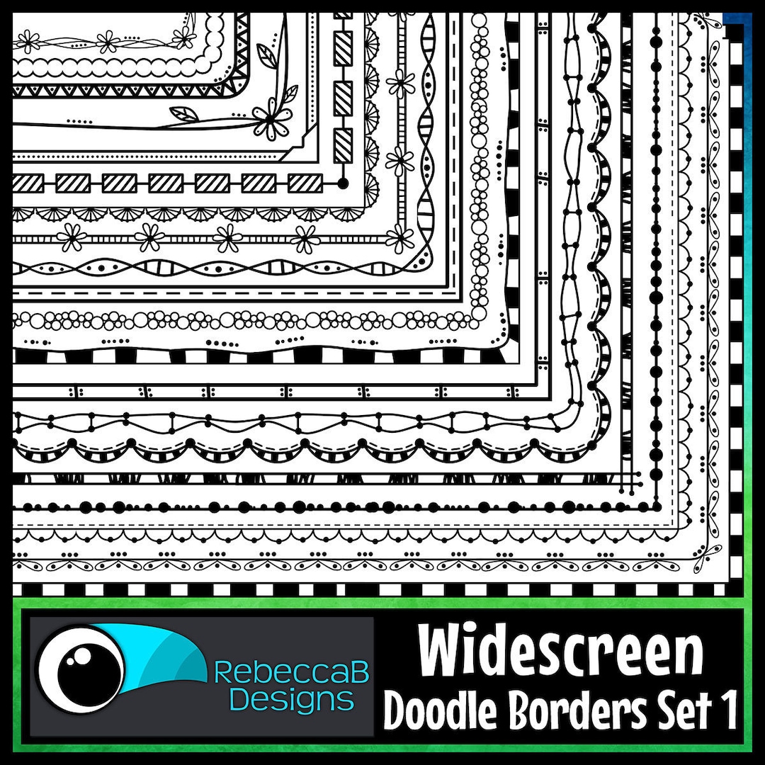 Widescreen 16:9 Doodle Borders Clip Art Set 1 - Google Slides™ and ...